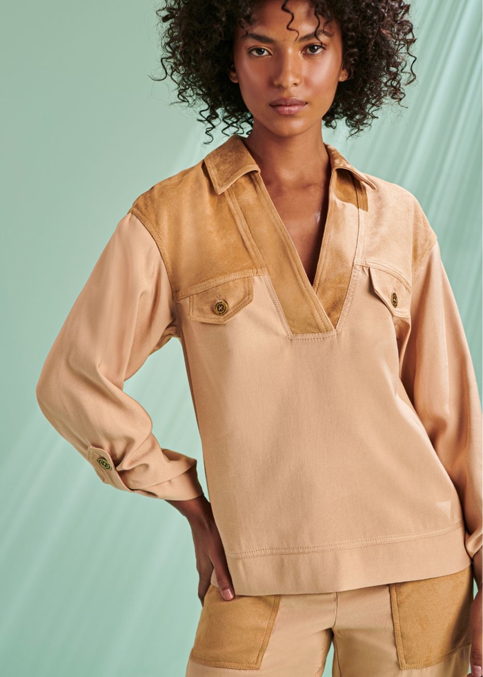 Camisa com pala e bolsos frontais - Camisa com pala e bolsos frontais - ALPHORRIA